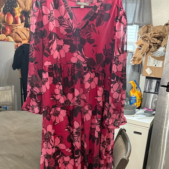 Kate & Mallory | Dresses | Kate Mallory Pink And Black Floral Long ...